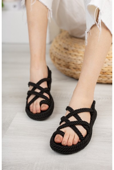 Riccon Siyah Siyah Kadın Sandalet 00123545