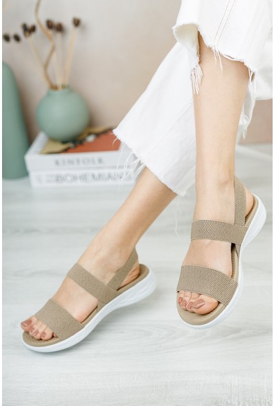 Riccon Bej Kadın Sandalet 0012600