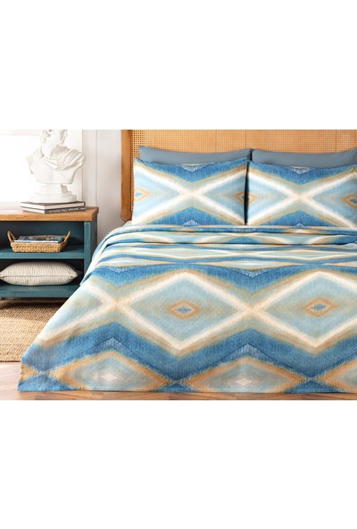 Madame Coco Drury Çift Kişilik Baskılı Pike Takımı - Mavi