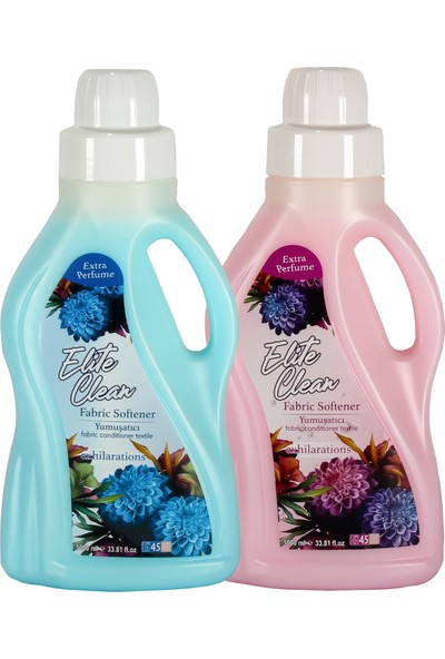 Elite Clean Çamaşır Yumuşatıcısı Çiçek Bahçesi 1 lt + Çamaşır Yumuşatıcısı Bahar Tazeliği 1 lt