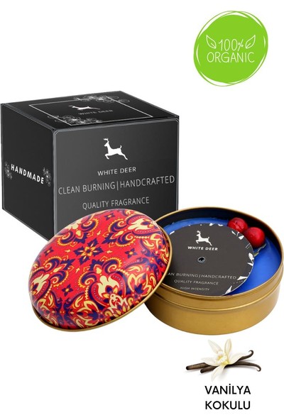 White Deer Mandala Serisi Dekoratif Metal Kutu Vanilya Kokulu Soya Wax Vegan Organik Mum White Deer Mandala Serisi Dekoratif Metal Kutu Vanilya Kokulu Soya Wax Vegan Organik Mum