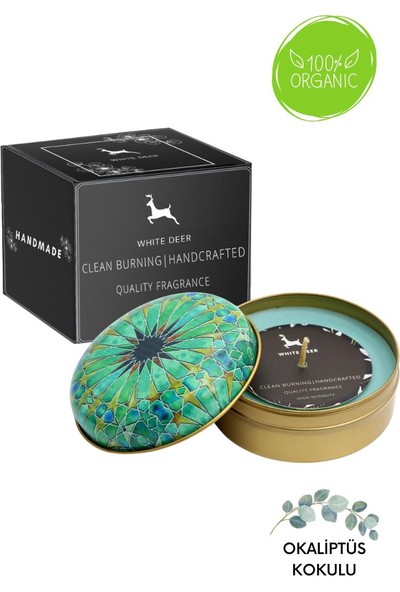 Black Deer Mandala Serisi Dekoratif Metal Kutu Okaliptüs Kokulu Soya Wax Vegan Organik Mum Black Deer Mandala Serisi Dekoratif Metal Kutu Okaliptüs Kokulu Soya Wax Vegan Organik Mum