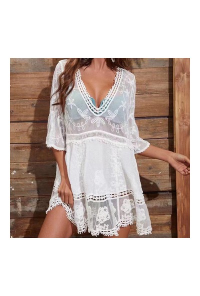 Devils Eye Kadın Güneş Koruyucu Dantel Gevşek Plaj Bluz Etek Bikini Ceket (Yurt Dışından) Devils Eye Kadın Güneş Koruyucu Dantel Gevşek Plaj Bluz Etek Bikini Ceket (Yurt Dışından)