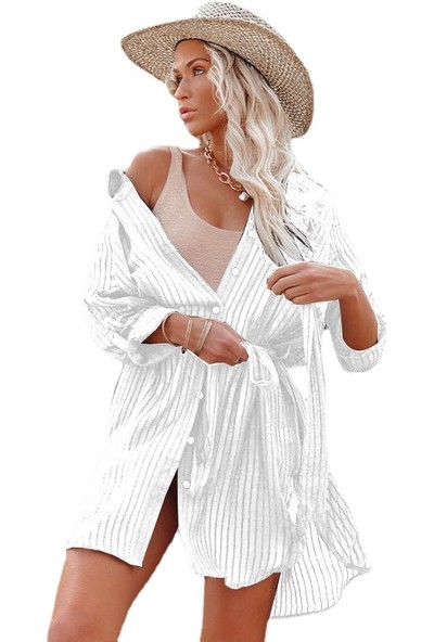 Devils Eye Gömlek Tarzı Gevşek Uzun Kollu Bikini Plaj Bluzu Güneş Koruyucu Hırka Kadın (Yurt Dışından) Devils Eye Gömlek Tarzı Gevşek Uzun Kollu Bikini Plaj Bluzu Güneş Koruyucu Hırka Kadın (Yurt Dışından)