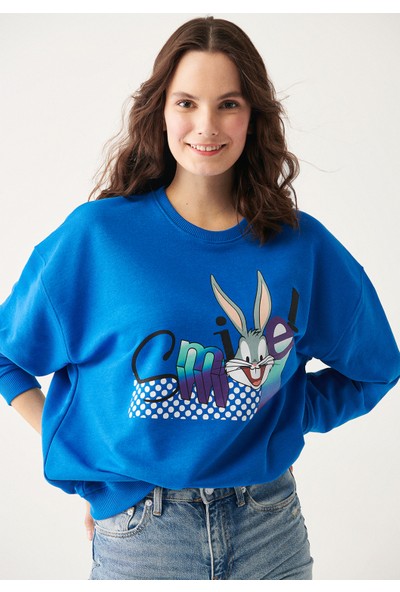 Mavi Bugs Bunny Baskılı Lacivert Sweatshirt Mavi Bugs Bunny Baskılı Lacivert Sweatshirt