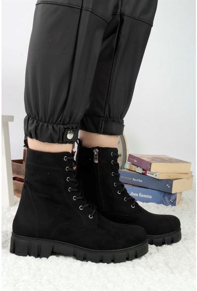 Pabucmarketi Siyah Süet Kadın Bot