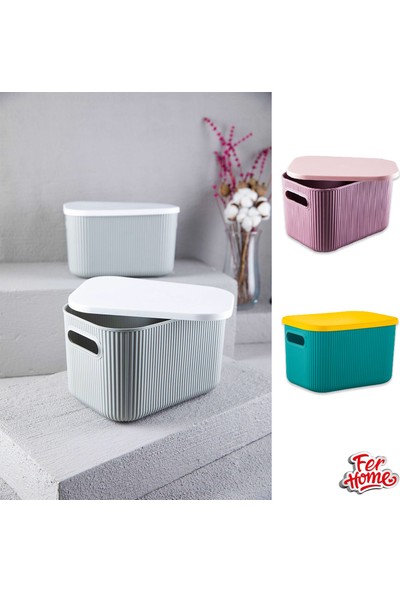 Ferhome Kapaklı Saklama Kutusu Sepet 6,2 lt Çok Amaçlı Dolap Içi Düzenleyici Organizer Ferhome Kapaklı Saklama Kutusu Sepet 6,2 lt Çok Amaçlı Dolap Içi Düzenleyici Organizer