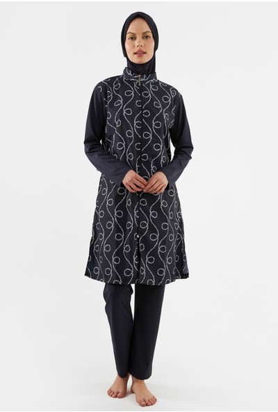 NBB Ip Desen Uzun Kol Tesettür Mayo NB55349