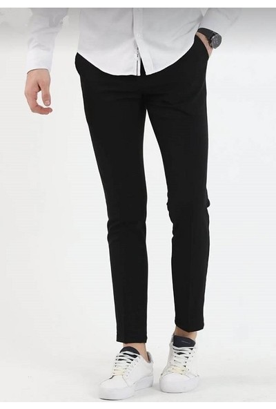 Teleferıc 01 Erkek Regular Fit Filotalı Siyah Keten Pantolon
