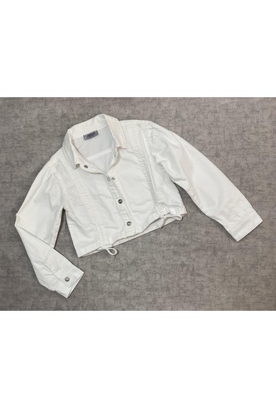 Nk Kids Kız Çocuk Beyaz Bağlama Detaylı Kısa Kot Ceket