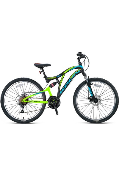 Kron Ares 3.0 24 Jant 21 Vites 38 cm V-Fren Çocuk Bisikleti-Mat Siyah-Yeşil-Mavi