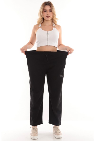 KonForYou Kadın Büyük Beden Çift Cep Pamuklu Eşofman Altı