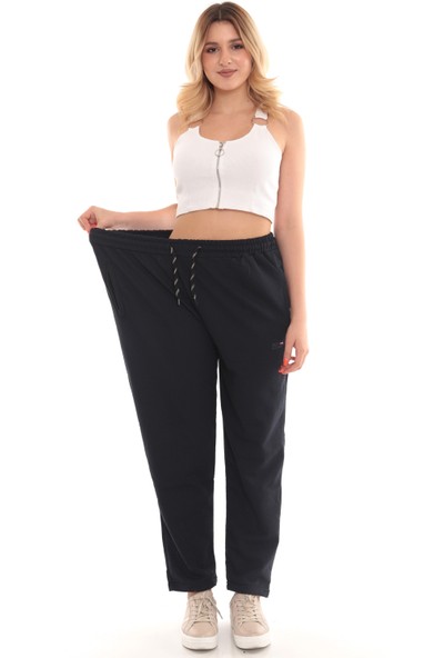 KonForYou Kadın Büyük Beden Çift Cep Pamuklu Eşofman Altı