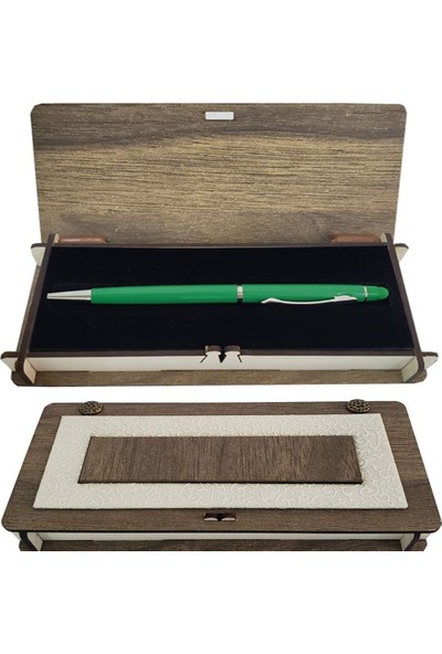 Daha Yok Mu Deri Ahşap Kutulu Yeşil Dokunmatik Kalem