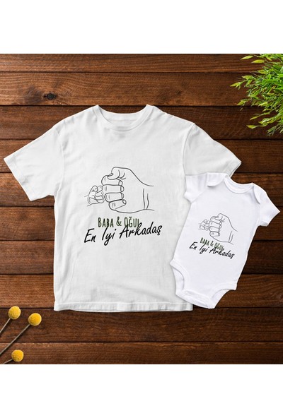 Bk Gift Baba Oğul Kombin Tshirt-Zıbın Hediye Seti -1 Bk Gift Baba Oğul Kombin Tshirt-Zıbın Hediye Seti -1