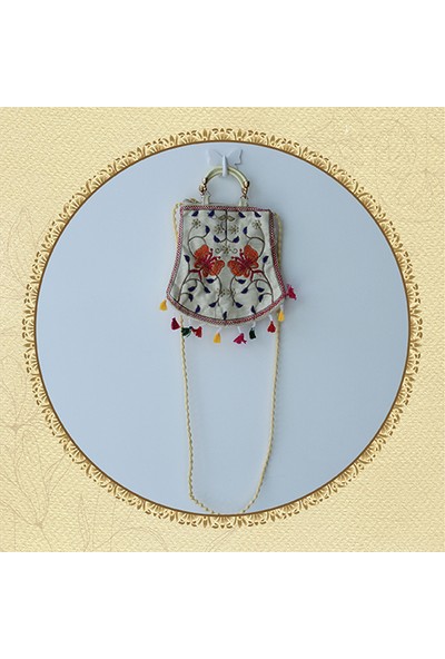 Ronalisa Hindistandan Ithal Işlemeli Motifli Nakışlı Fermuarlı Ipli Kadın Kol Çantası