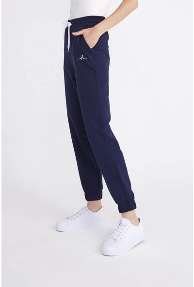 Haşema Lacivert Lastikli Paça Basic Pantolon