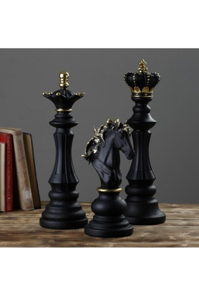 İsem Satranç Takımı Şah Vezir At 3 Lü (Siyah-Gold) İsem Satranç Takımı Şah Vezir At 3 Lü (Siyah-Gold)