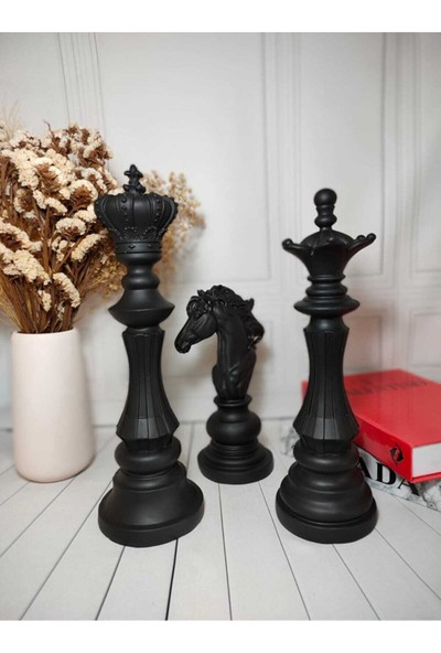 İsem Satranç Takımı Şah Vezir At 3'lü Siyah İsem Satranç Takımı Şah Vezir At 3'lü Siyah