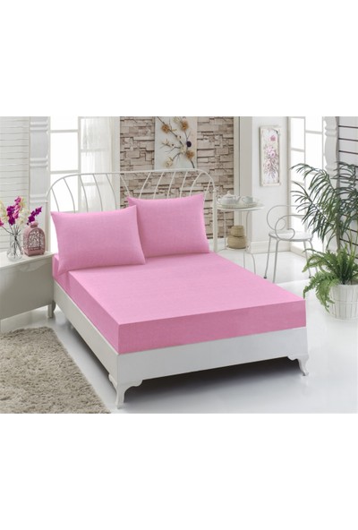 Babylee Pamuk Çift Kişilik Lastikli Çarşaf Pembe 180 x 200 cm