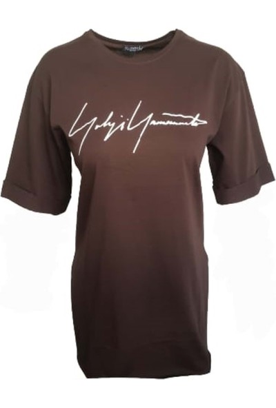 Kuzey Kadın Baskılı Yırtmaçlı Oversize Kadın T-Shirt 3071 - Kahverengi - S Kuzey Kadın Baskılı Yırtmaçlı Oversize Kadın T-Shirt 3071 - Kahverengi - S