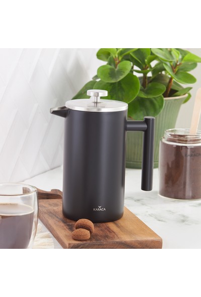 Karaca Çift Cidarlı Mat Siyah French Press 1000 ml Karaca Çift Cidarlı Mat Siyah French Press 1000 ml