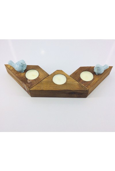 Evdetay Akşap Stantlı Kuşlu 3prç 3lü Mumluk
