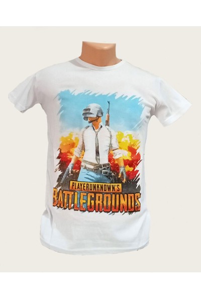 Pubg Beyaz Baskılı Çocuk Tişört