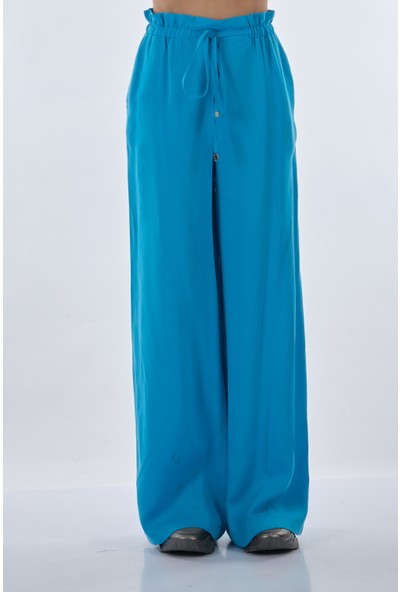 Naar Bol Paça Yüksek Bel Lastikli Mavi Kadın Pantolon 22141228