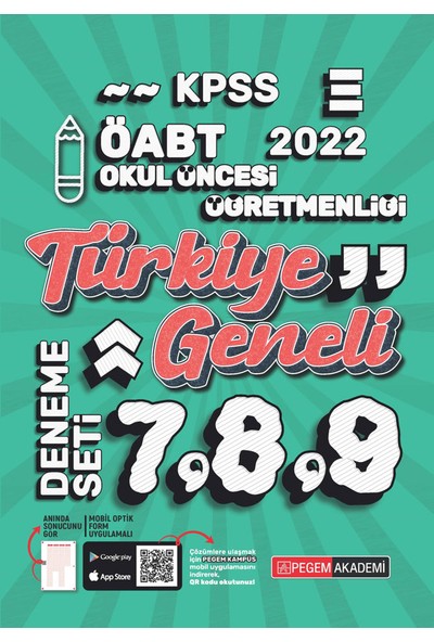 Pegem Akademi Yayıncılık 2022 Kpss Öabt Okul Öncesi 7-8-9 (3'lü Deneme) Pegem Akademi Yayıncılık 2022 Kpss Öabt Okul Öncesi 7-8-9 (3'lü Deneme)