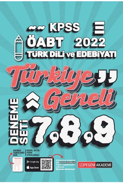 Pegem Akademi Yayıncılık 2022 Kpss Öabt Türkdili ve Edebiyatı 7-8-9 (3'lü Deneme)