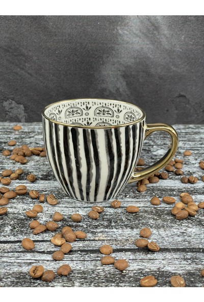Yz Home Porselen Yaldızlı Puantiyeli Desenli Gold Kulplu Bardak Kupa 250 ml Yz Home Porselen Yaldızlı Puantiyeli Desenli Gold Kulplu Bardak Kupa 250 ml