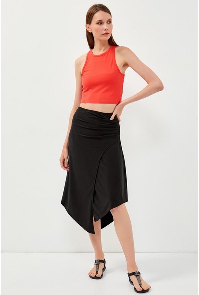 İkiler Yanı Büzgülü Asimetrik Etek 022-2019