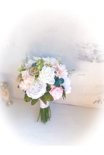 Dora Design Gelin Çiçeği Gelin Buketi Şakayık Gül Okaliptüs