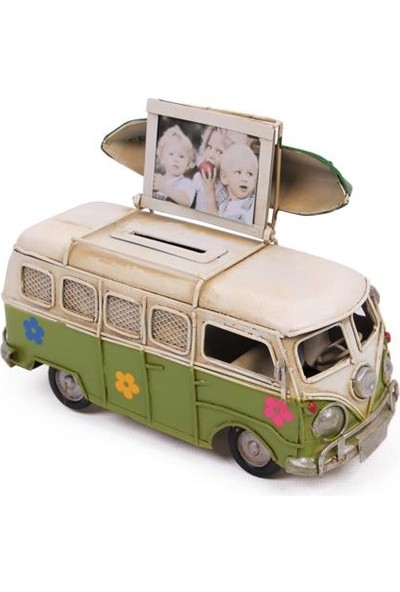 Cryfox Dekoratif Metal Minibüs Çerçeveli ve Kumbaralı Hediyelik Cryfox Dekoratif Metal Minibüs Çerçeveli ve Kumbaralı Hediyelik