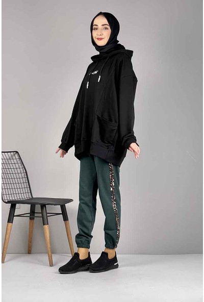 Moda Çizgi Şerit Detaylı Eşofman Altı Yeşil Moda Çizgi Şerit Detaylı Eşofman Altı Yeşil