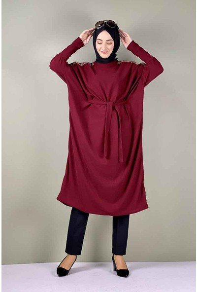 Moda Çizgi Kadife Panço Bordo Moda Çizgi Kadife Panço Bordo