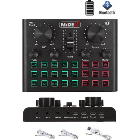 Midex MX-2020 Live Set Efektli Ses Kartı Mikrofon Stand Fiyatı