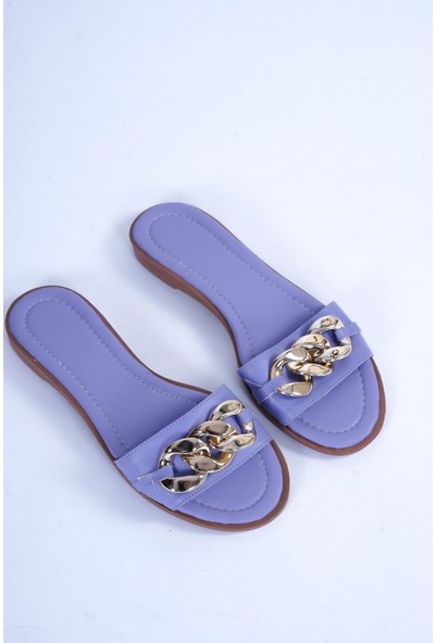 Kobal Business Bayan Lila Zincir Detaylı Düz Terlik