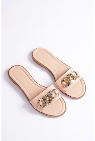 Kobal Business Bayan Nut Zincir Detaylı Düz Terlik