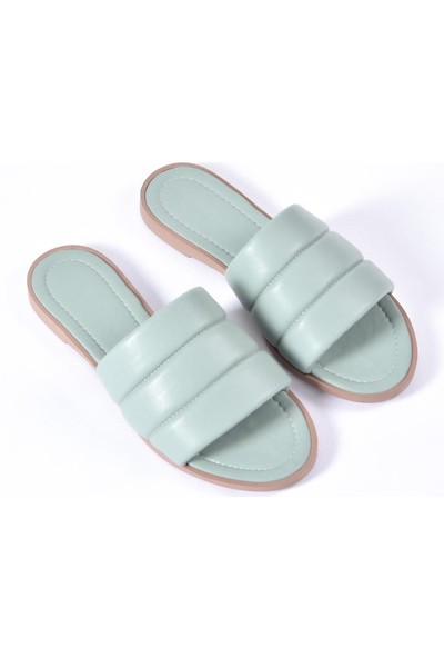 Kobal Business Bayan Mint Dikiş Detaylı Düz Terlik