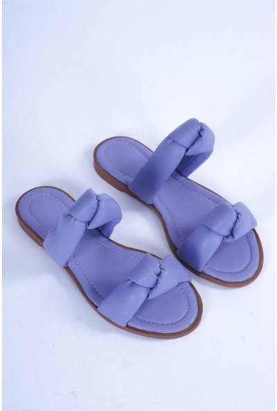 Kobal Business Bayan Lila Çift Düğümlü Düz Terlik