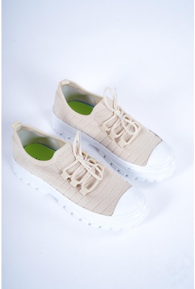 Kobal Business Bayan Bej Triko Sneaker Ayakkabı