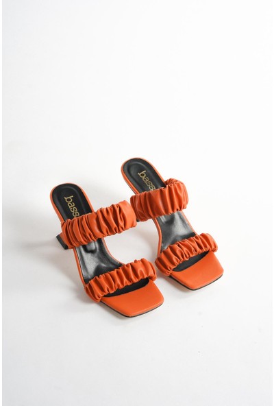 Kobal Business Bayan Turuncu Büzgü Çift Bant Ince Topuklu Terlik Kobal Business Bayan Turuncu Büzgü Çift Bant Ince Topuklu Terlik