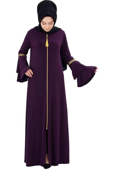 Moda Çizgi Fermuarlı Ferace Sandy Mor Moda Çizgi Fermuarlı Ferace Sandy Mor