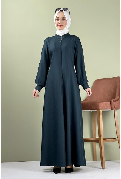 Moda Çizgi Büyük Beden Fermuarlı Mevlana Ferace Zümrüt Moda Çizgi Büyük Beden Fermuarlı Mevlana Ferace Zümrüt