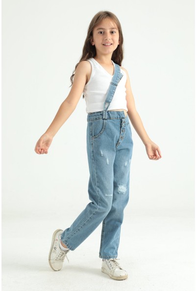 Modaplaza Kız Çocuk Tek Askılı Kot Pantolon 3803