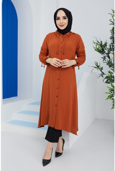 İmaj Butik Kolu Büzgü Detaylı Tesettür Kap/kiremit