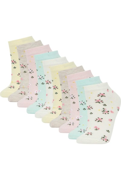 DeFacto Kadın Pamuklu 10'lu Kısa Çorap X8608AZNS DeFacto Kadın Pamuklu 10'lu Kısa Çorap X8608AZNS