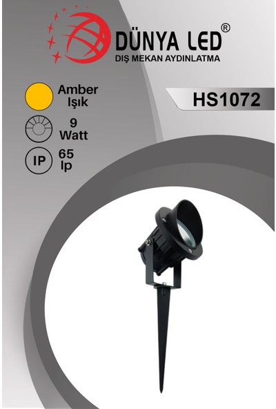 Dünya Led HS.1072/A 9W Cobled Solar Bahçe Armatürü Işık Rengi Amber IP65 Su Geçirmez Uzun Ömür Dünya Led HS.1072/A 9W Cobled Solar Bahçe Armatürü Işık Rengi Amber IP65 Su Geçirmez Uzun Ömür